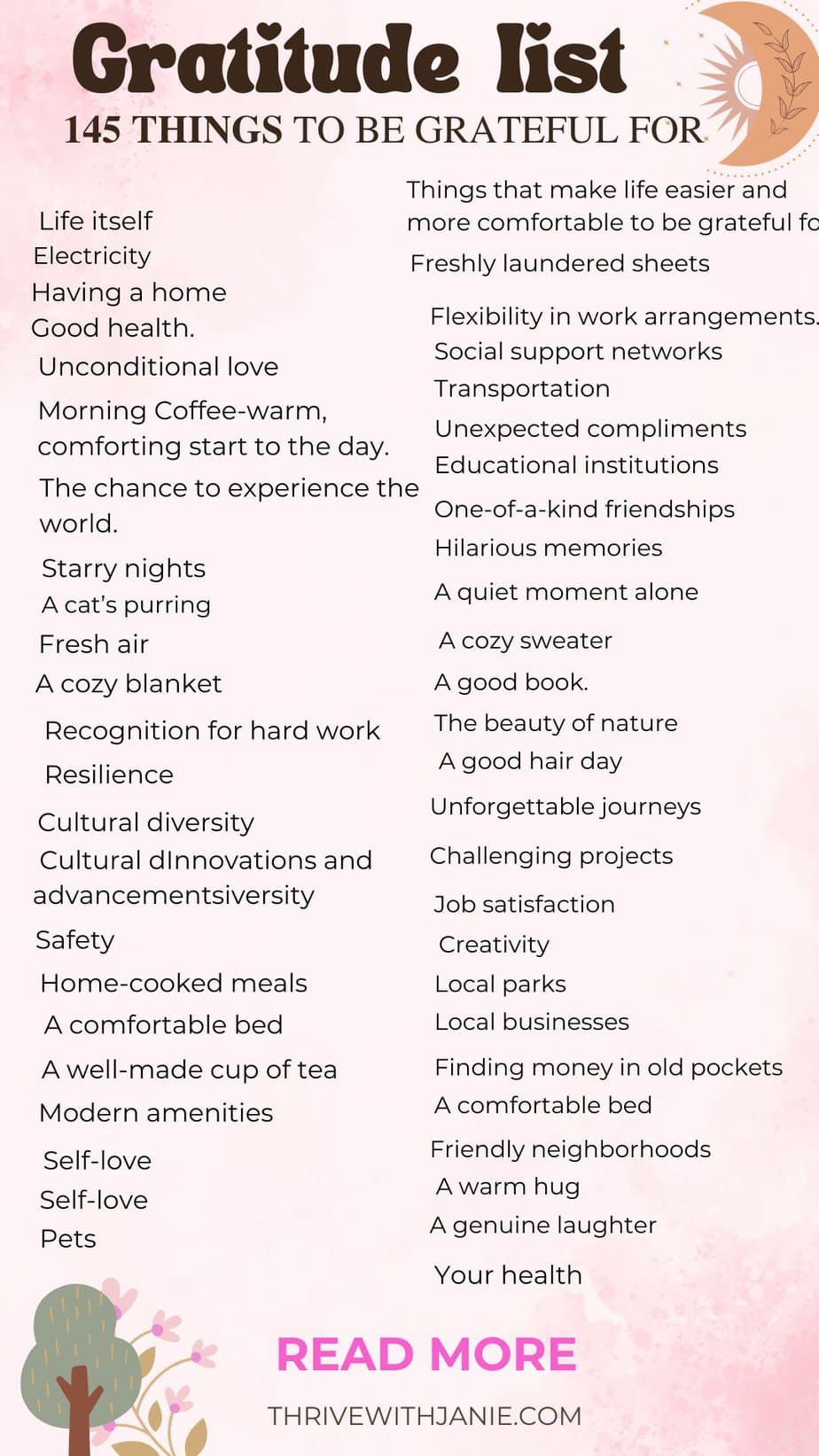 List Of Things To Be Grateful For