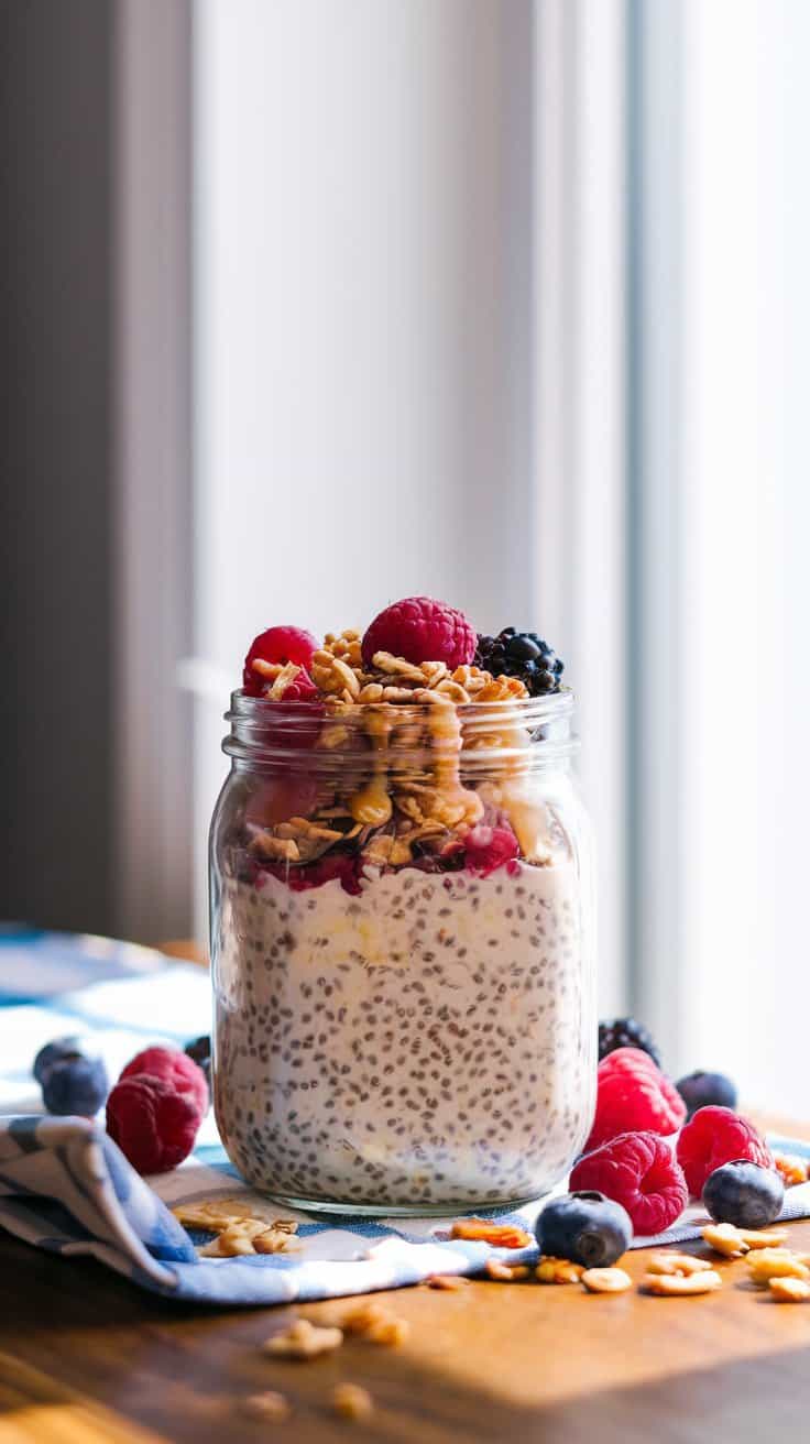 Healthy Mixed Berry Overnight Oats With Chia Seeds - Thrive With Janie