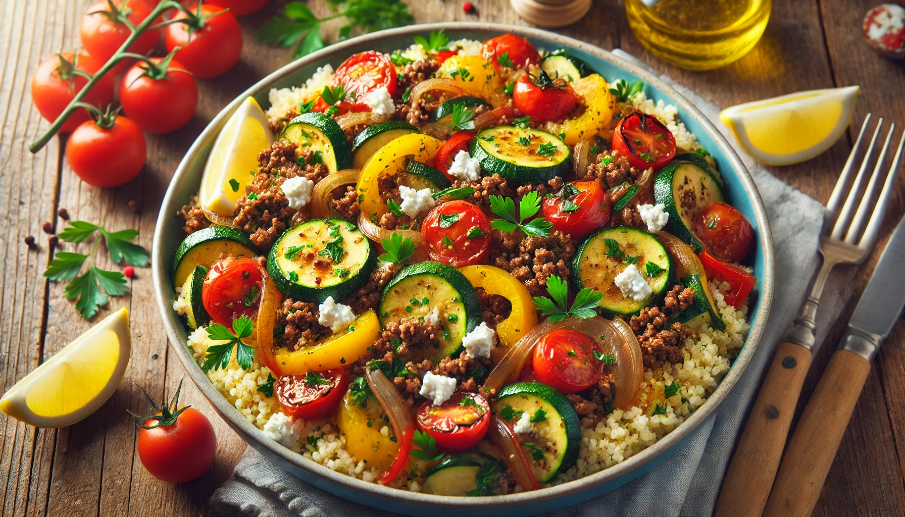 Quick And Easy Mediterranean Ground Beef Stir Fry With Zucchini ...